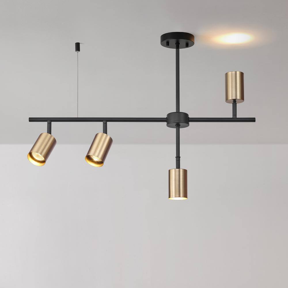 Globe Electric 2.3 ft. Matte Black and Brass Adjustable Height Hard ...