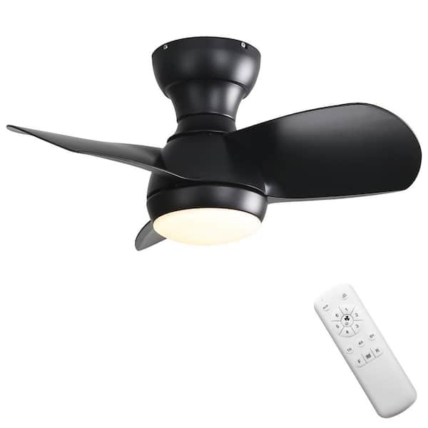 CACI Mall 23 in. Integrated LED Indoor Small Modern Black Ceiling Fan ...