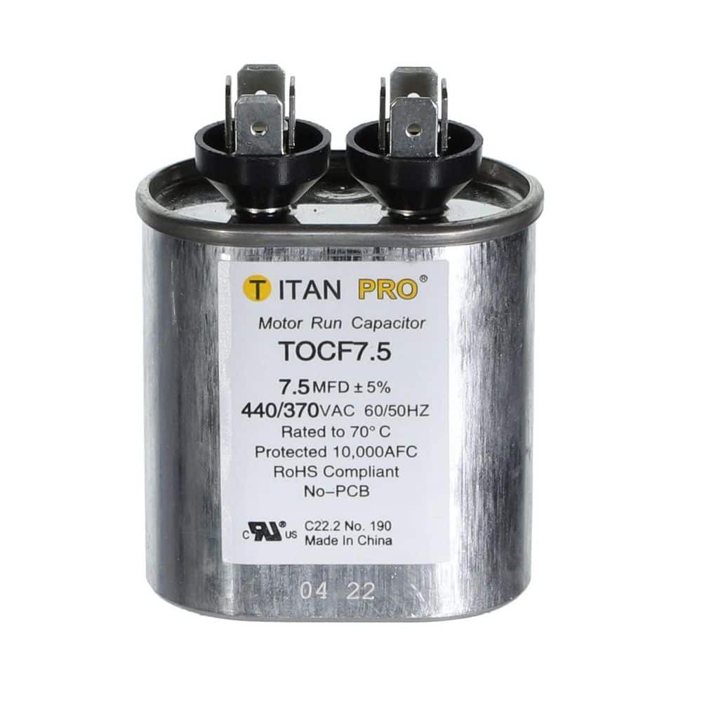 Packard Titan Pro 7.5 MFD 440V/370V Dual Voltage Oval Run Capacitor ...