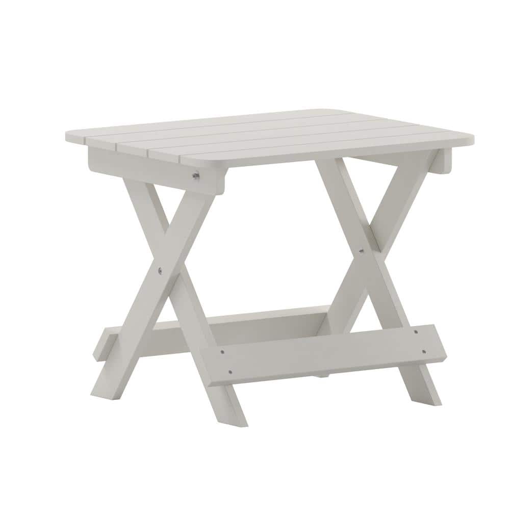 Carnegy Avenue White Rectangle Faux Wood Resin Outdoor Side Table CGA ...