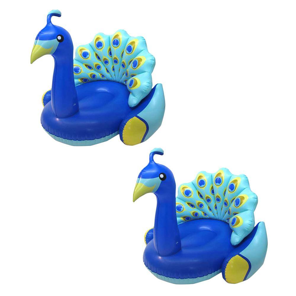 Swimline Giant Inflatable Peacock Swimming Pool Float with Backrest (2 ...