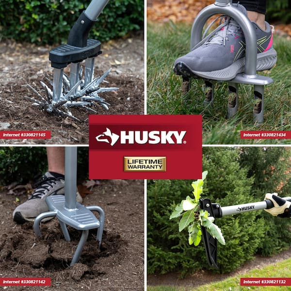 Husky 40 in. Stainless Steel Claw Garden Weeder with Slide Release ...