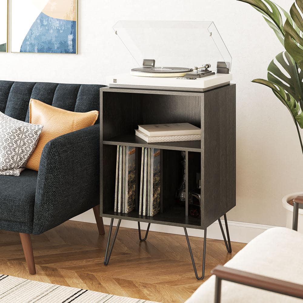 Novogratz Concord Turntable Stand Black Oak 1324911COM - The Home Depot