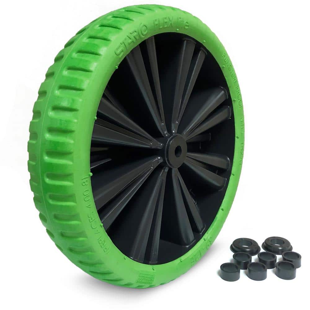 15 in. Flat Free Replacement Wheelbarrow Wheel (Green Tire) FLPU15BG58-UK