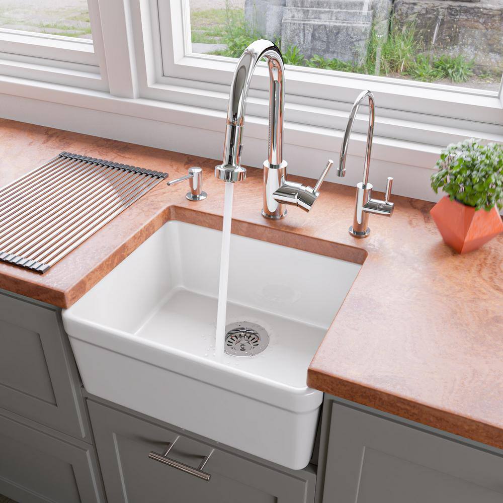 ALFI BRAND AB507 Farmhouse Fireclay 19.5 in. Single Bowl Kitchen Sink ...