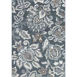 Tayse Rugs Madison Floral Dark Gray 5 ft. x 7 ft. Indoor Area Rug ...