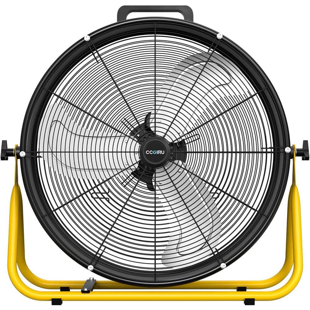 Atemomen 24 in. 3 Fan Speeds Drum Fan in Black with Adjustable Tilt, 1/ ...