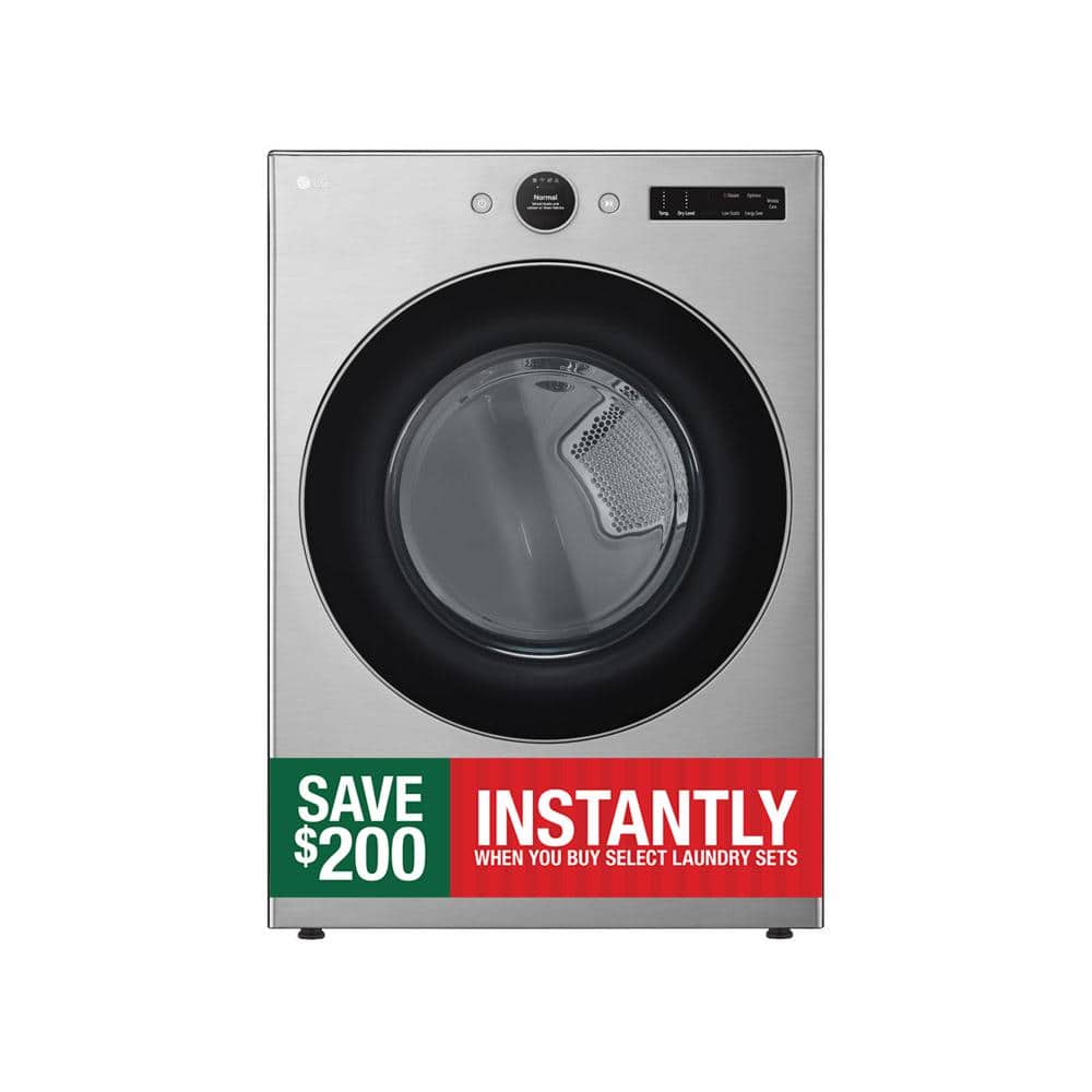 LG 7.4 cu. ft. Vented Stackable SMART Gas Dryer in Graphite Steel with ...