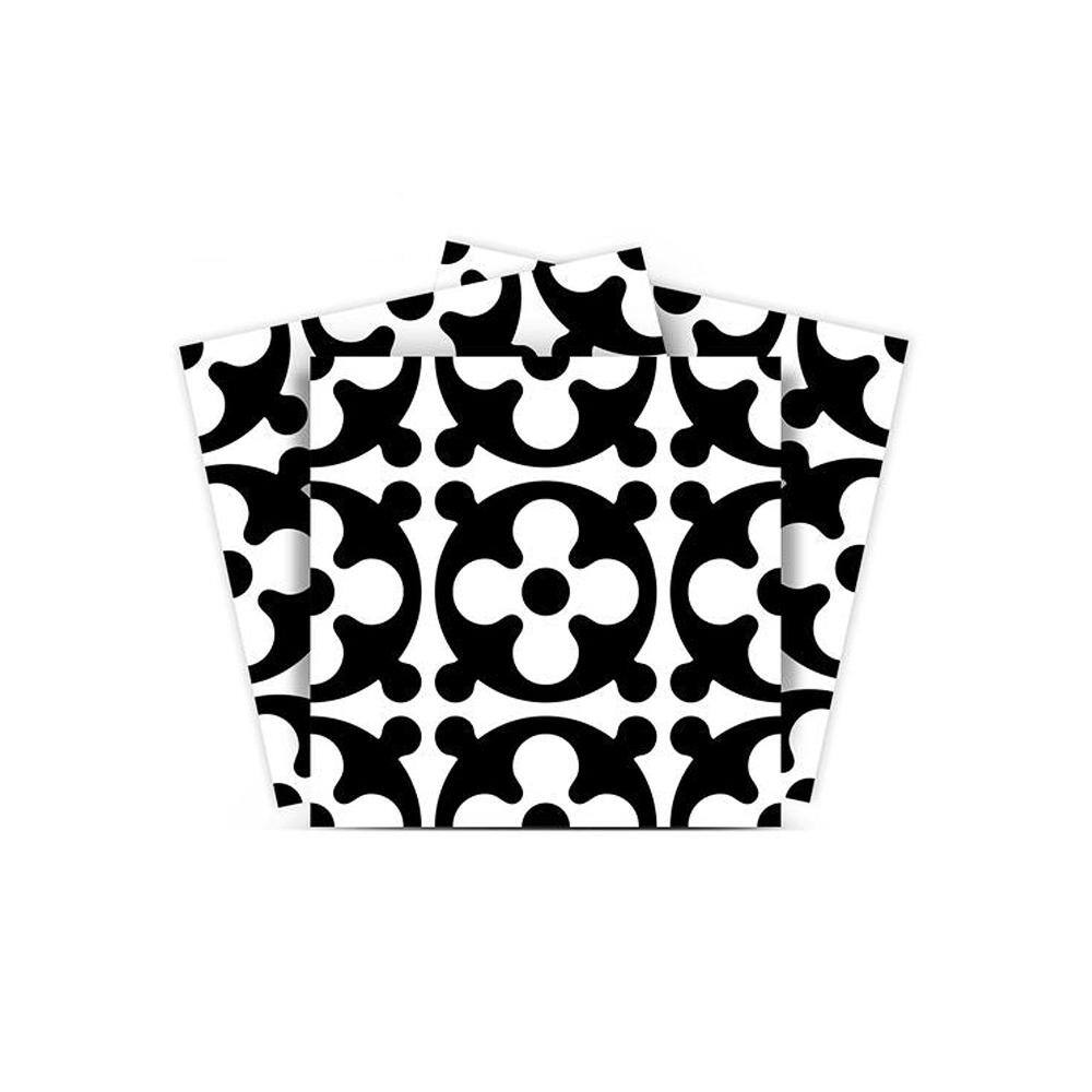 MI ALMA Black And White BKW3 8 In X 8 In Vinyl Peel And Stick Tile