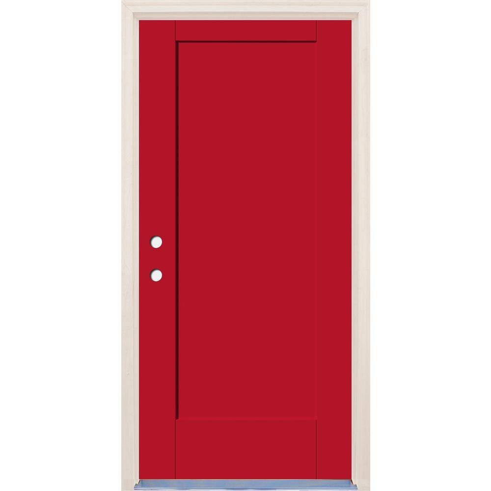 Builders Choice 32 in. x 80 in. 1 Panel Right-Hand Ruby Red Painted ...