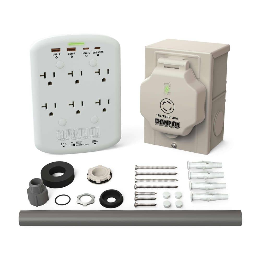 Champion Power Equipment 30-Amp Through Wall Generator Kit with Weather ...