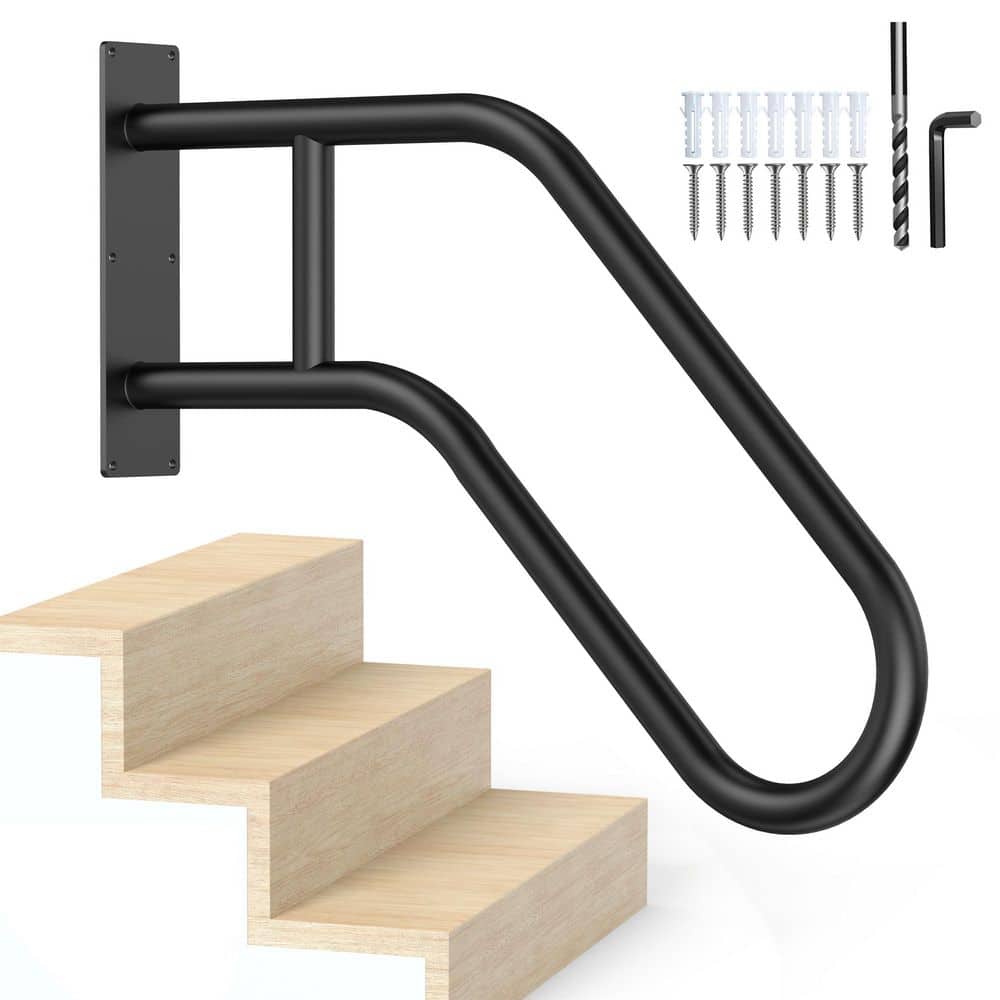 NVNOO 1-3 Step Indoor Handrails for Outdoor Steps, U-Shaped Safety ...
