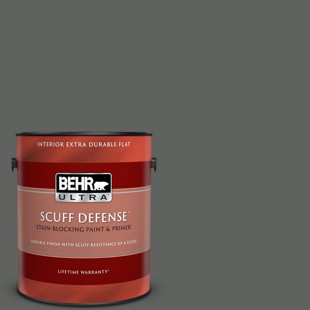 BEHR ULTRA 1 gal. #N460-6 Hematite Extra Durable Flat Interior Paint ...