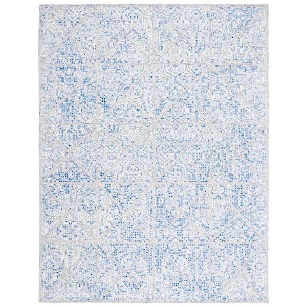SAFAVIEH Artistry 8 ft. x 10 ft. Blue/Natural Ornamental Diamond Area ...