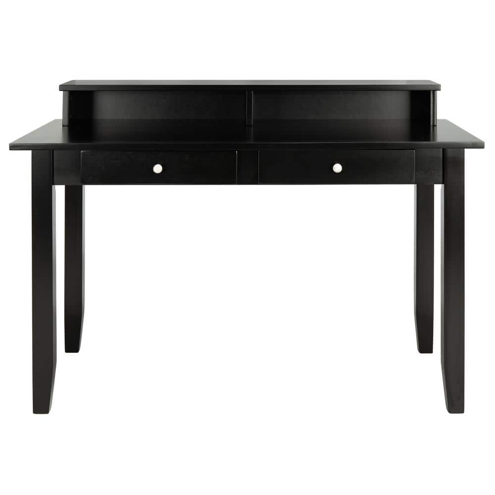 SAFAVIEH Winsome 47.2 in. Black Wood 2-Drawer Writing Desk DSK1402A ...