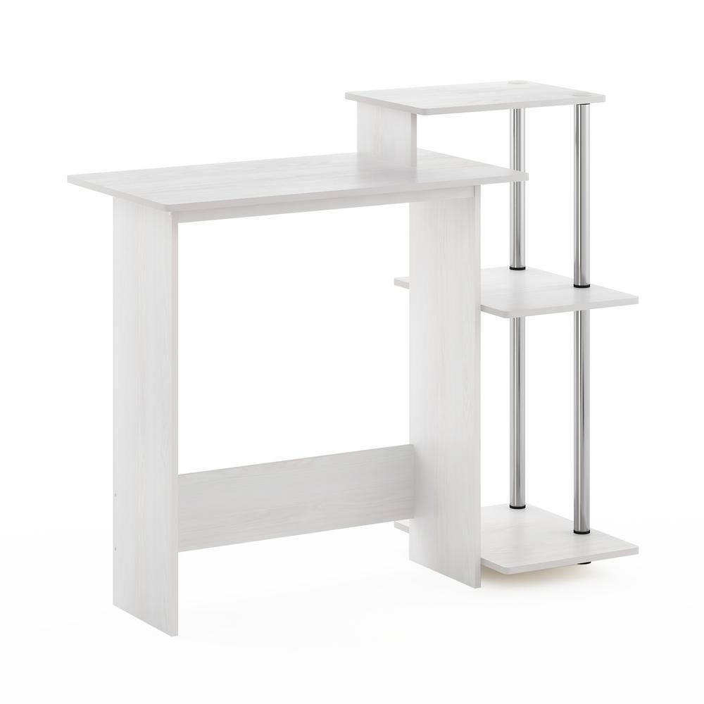 Furinno 40 in. Rectangular White Oak/Stainless Steel Computer Desk with ...