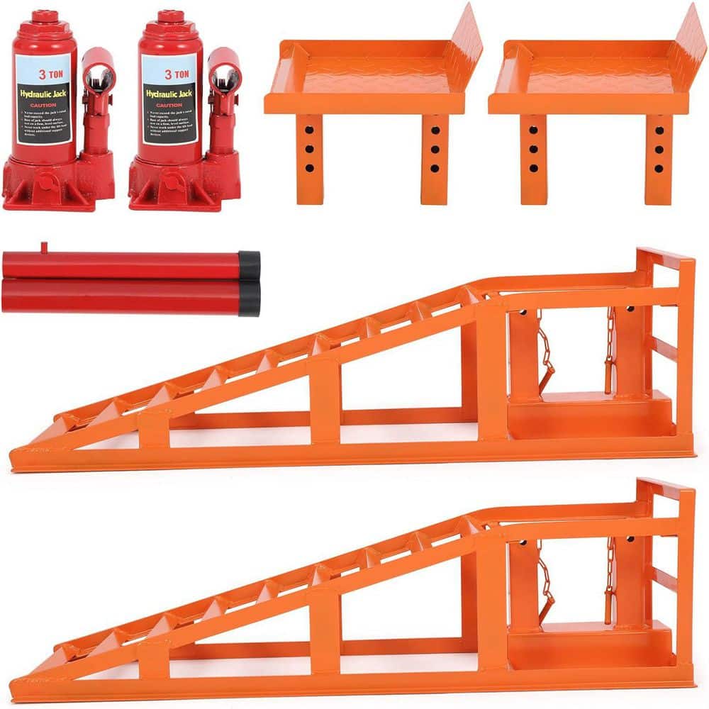 Garvee (2 Pack) Car Ramps, 5T 12,000 Lbs Hydraulic High Lift Service ...