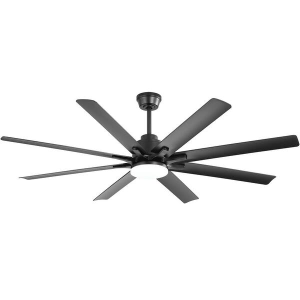 Sofucor 66 in. Indoor/Outdoor Black Smart Ceiling Fan with LED Light ...