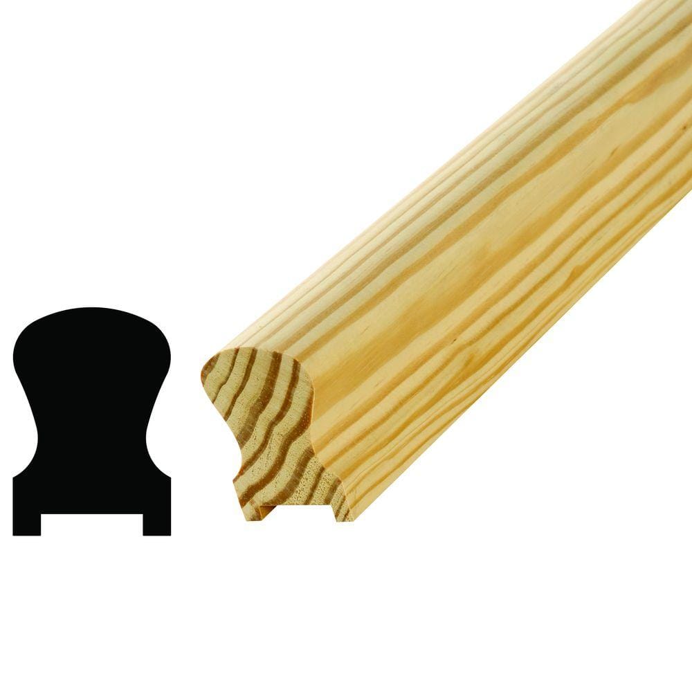 Alexandria Moulding S8 1-1/2 in. x 2-1/8 in. Pine Handrail GA0S8-200RLC ...