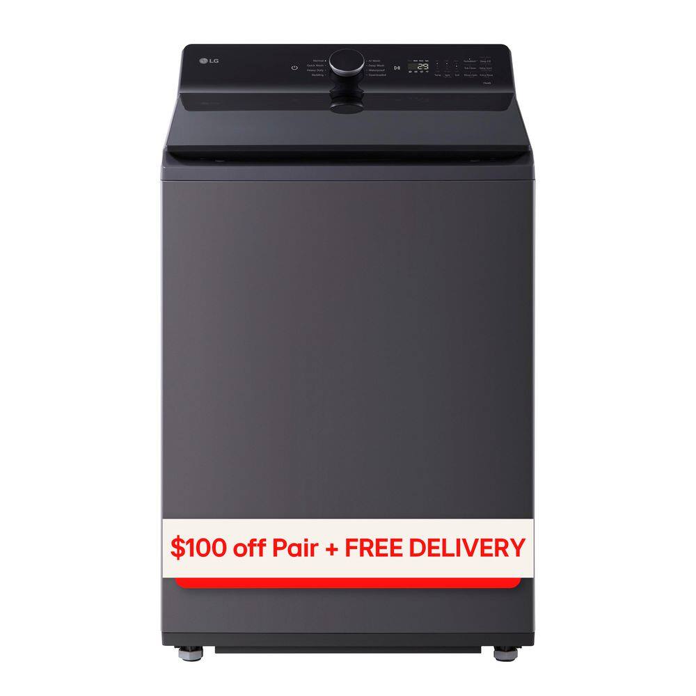 LG 5.5 cu. ft. SMART Top Load Washer in Matte Black with Impeller, Easy Unload and TurboWash3D ...