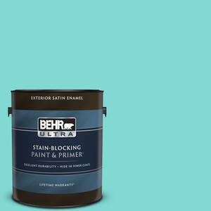 BEHR ULTRA 1 qt. #MQ4-22 Key Largo Satin Enamel Exterior Paint & Primer ...