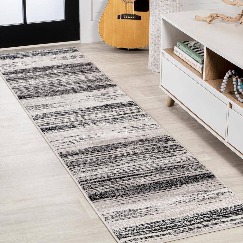 JONATHAN Y Austin Gray/Black 2 ft. x 8 ft. Gradient Striped Runner Rug ...
