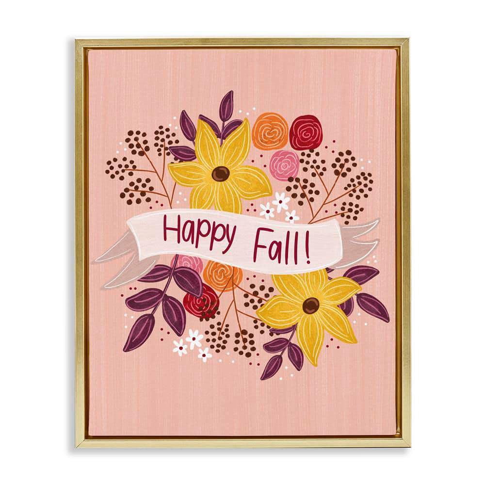 Stupell Industries Celebrate Floral Fall by Emily Cromwell Gold Floater Frame Nature Graphic Art ...