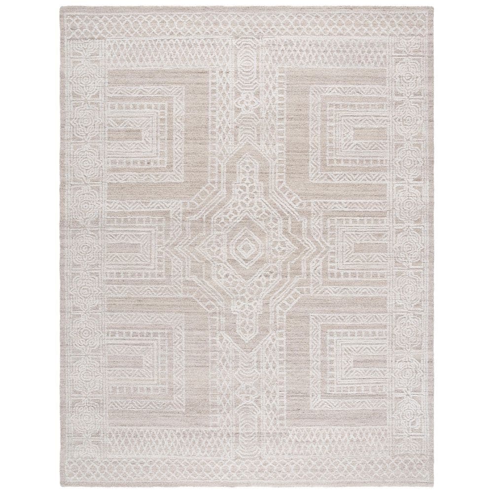 SAFAVIEH Ebony 8 ft. x 10 ft. Beige/Ivory Medallion Geometric Area Rug ...