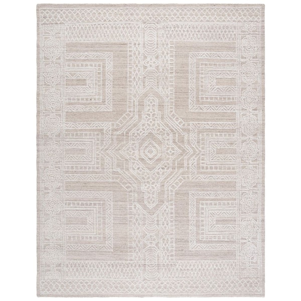 SAFAVIEH Ebony 8 ft. x 10 ft. Beige/Ivory Medallion Geometric Area Rug ...