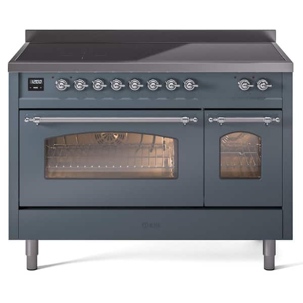 ILVE Nostalgie 48 in. 6 Zone Freestanding Double Oven Induction Range ...