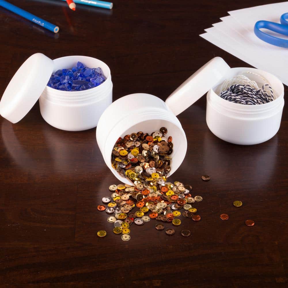 Stalwart 48-Pack 4 Oz White Plastic Containers with Inner and Outer Lid ...