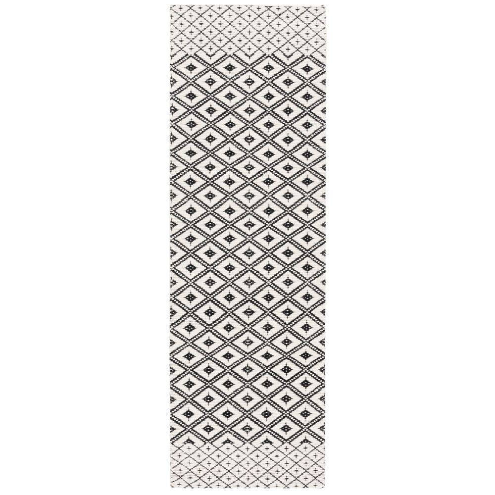SAFAVIEH Marbella 3 ft. x 8 ft. Black/Ivory Modern Diamond Runner Rug ...