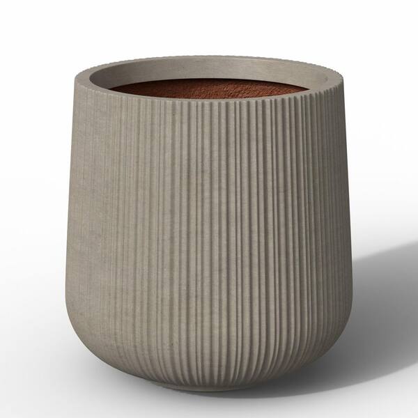 Morrava 12.5 in. Medium Light Gray (Enhanced Interior) Concrete Round Planter / Pot with ...