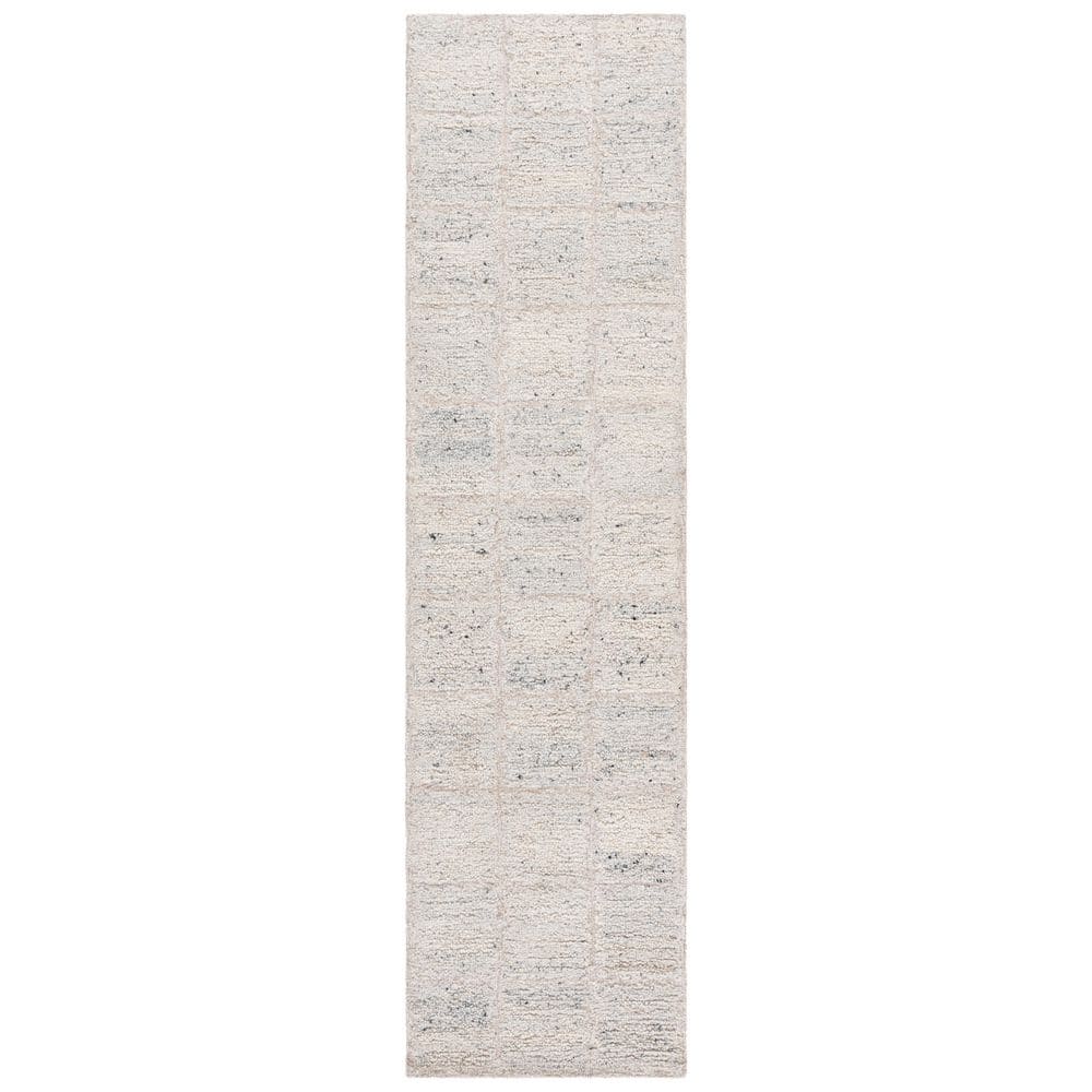 SAFAVIEH Harvest 2 ft. x 9 ft. Silver/Gray Geometric Tile Runner Rug ...