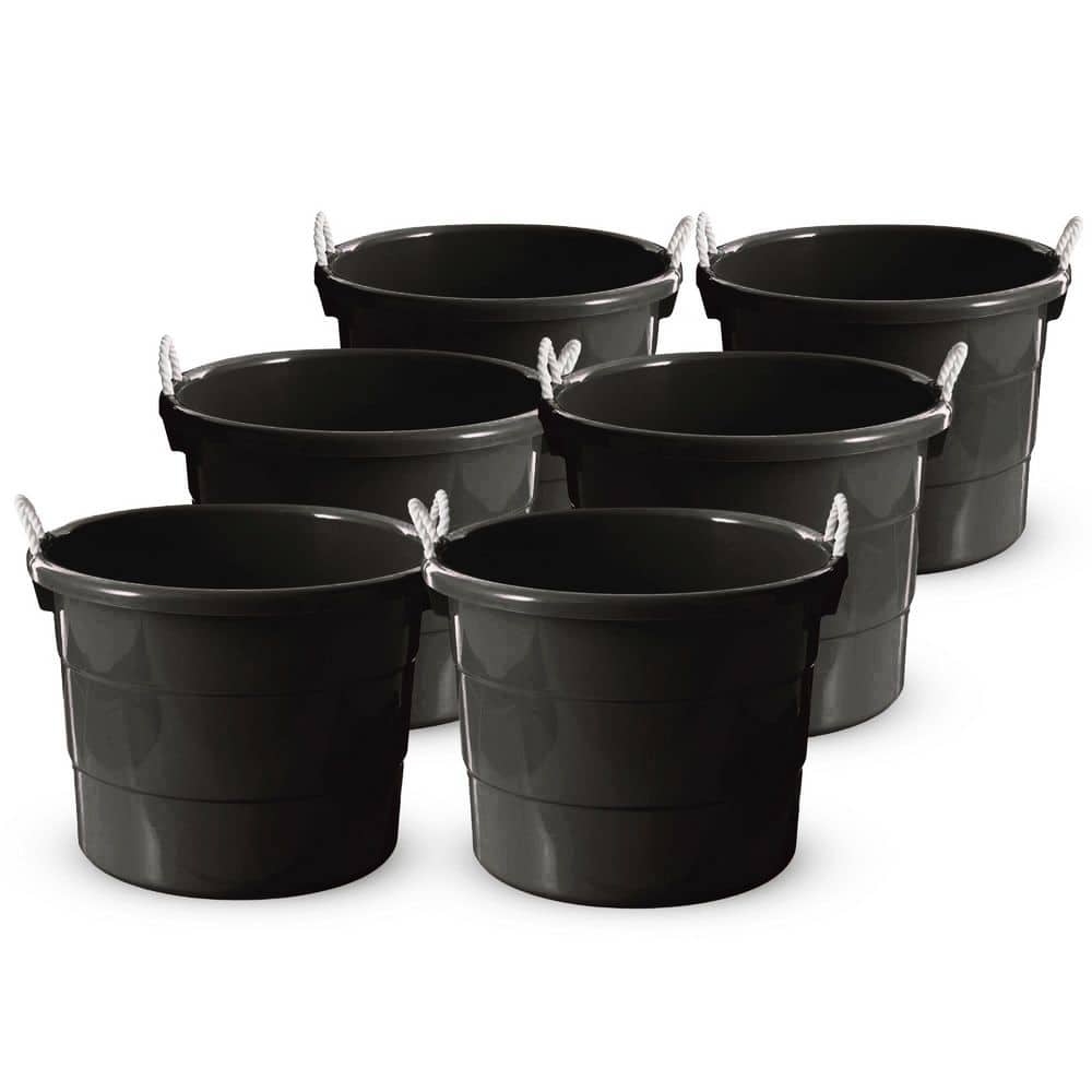 HOMZ 17 gal. Plastic Open Storage Round Cleaning Bucket with Handles (3 ...