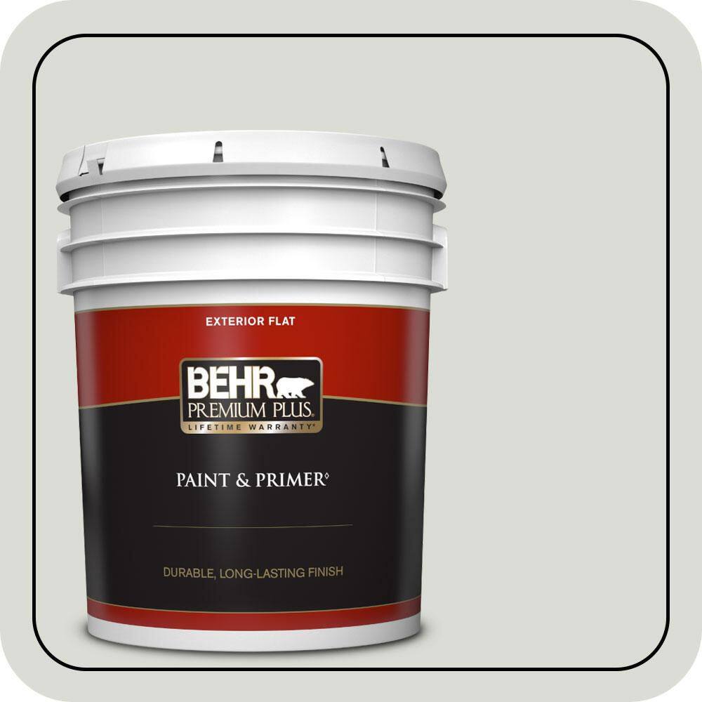 BEHR PREMIUM PLUS 5 gal. #BWC-29 Silver Feather Flat Exterior Paint ...