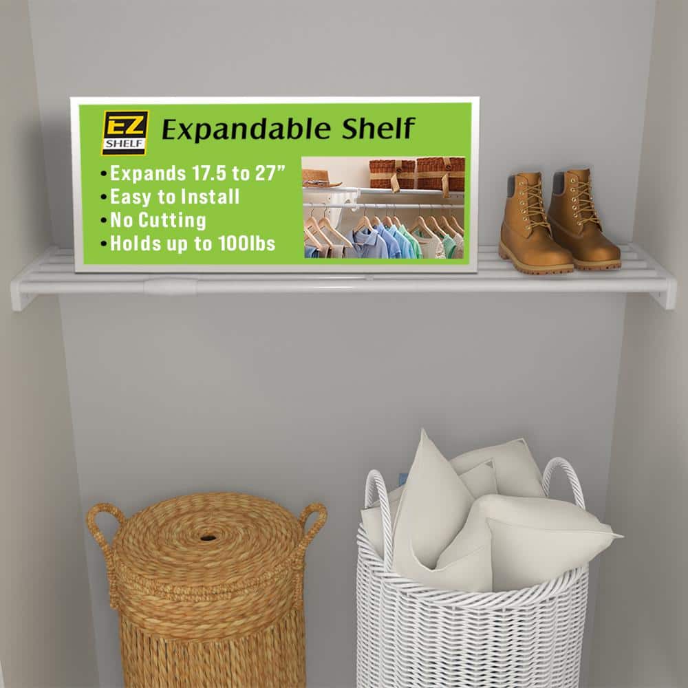 EZ Shelf Expandable, Closet Shelf–No Hanging Rod-Easy to Install, 17.5 ...