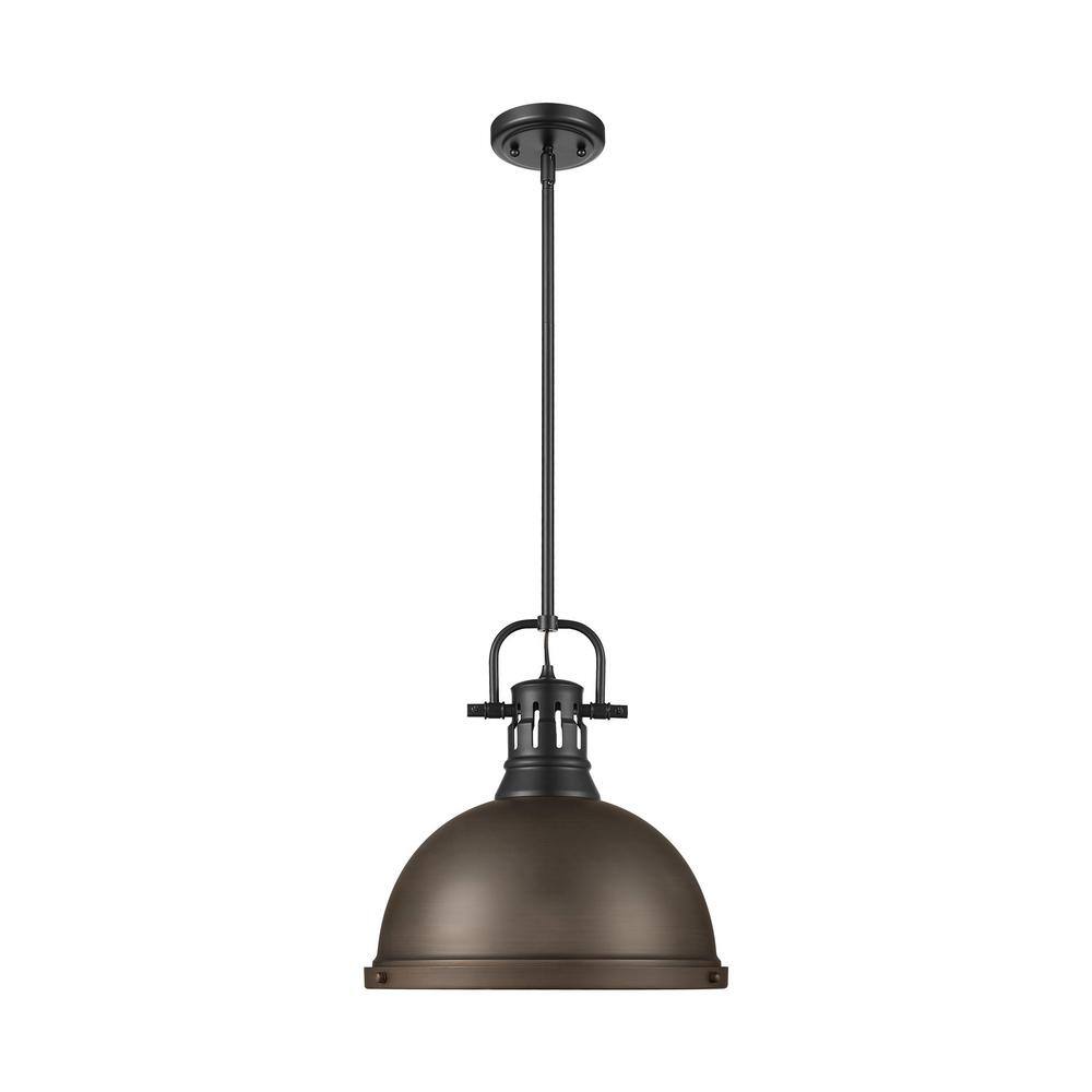 Golden Lighting Duncan 100-Watt 1-Light Matte Black Pendant Light with ...