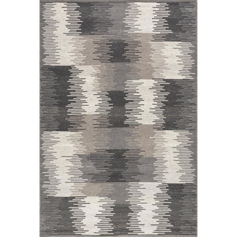 RUGS USA Memento Abstract Reversible Wool Charcoal 6 ft. x 9 ft. Indoor ...
