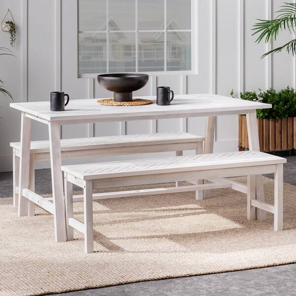 Walker Edison Furniture Company White Wash 3 Piece Acacia Wood Boho ...