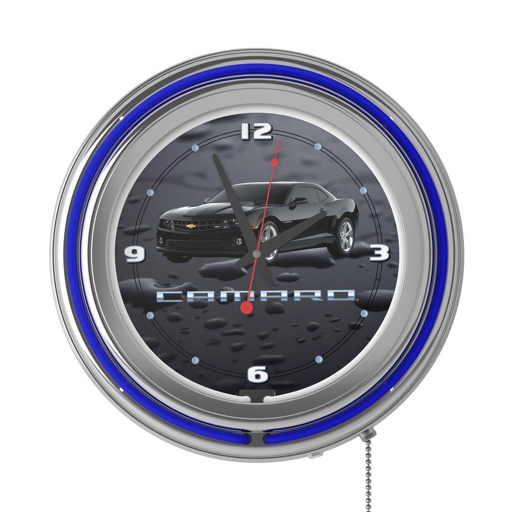 Trademark 14 in. Black Camaro Neon Wall Clock GM1400-CAM-BLK - The Home ...