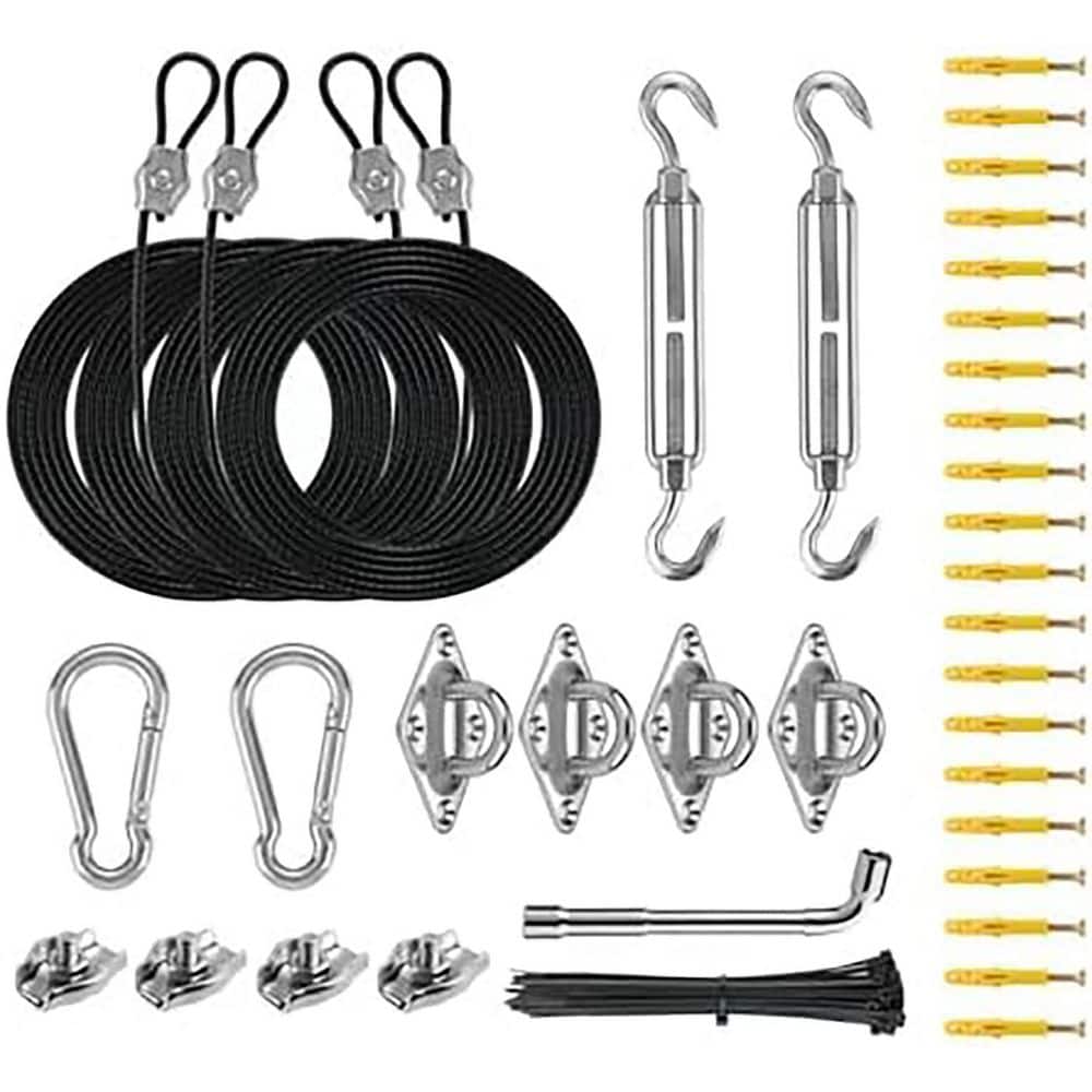 Oyezvary 4-Piece 10ft Nylon Coated Stainless Steel Shade Sail Hardware ...