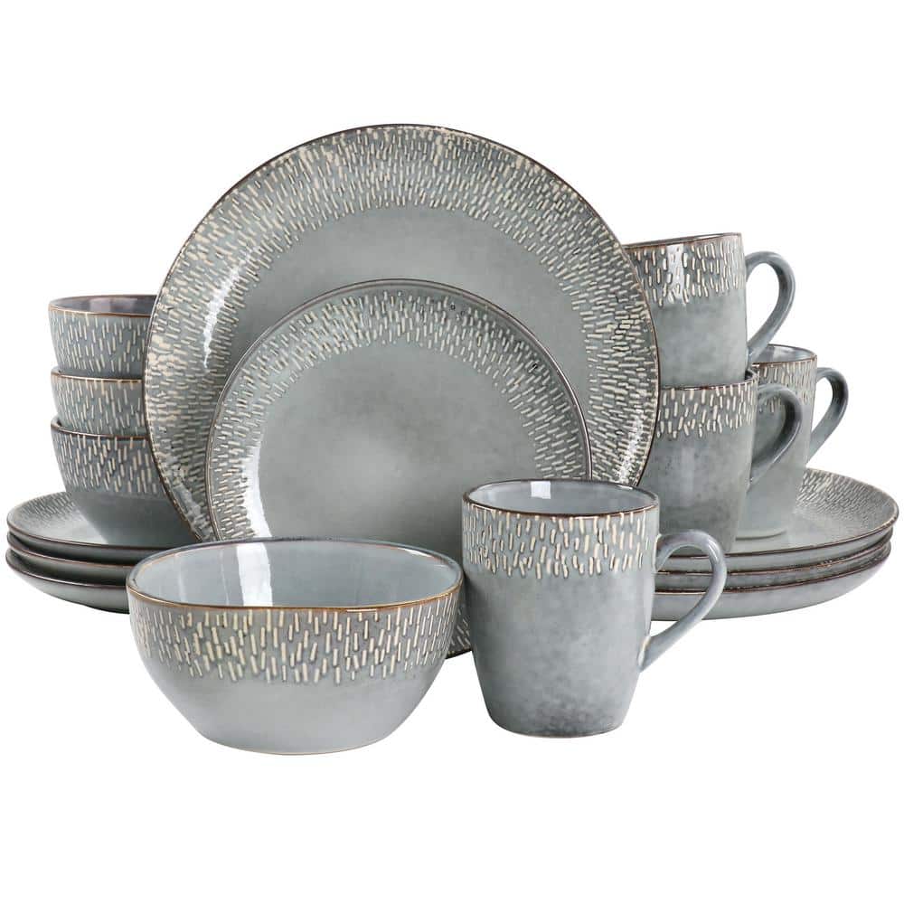 Meritage 16-Pcs Reactive Glaze Stoneware Dinnerware Set Service of 4 in ...
