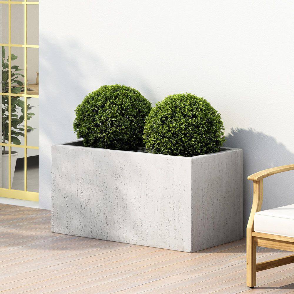 35.25 in. Outdoor Large Planter, White Magnesium Oxide Lightweight ...
