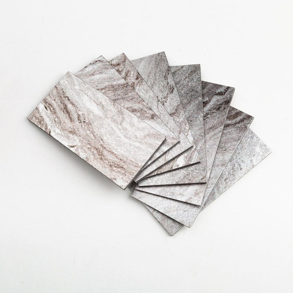 Yipscazo Subway Collection Silvery 3 in. x 6 in. PVC Peel and Stick ...