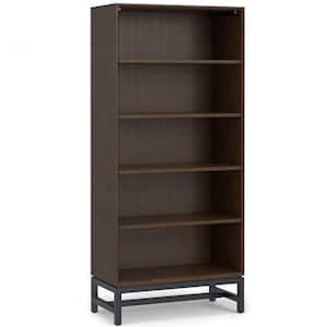 Simpli Home Banting 66 in. Tall Medium Saddle Brown Solid Hardwood 4 ...