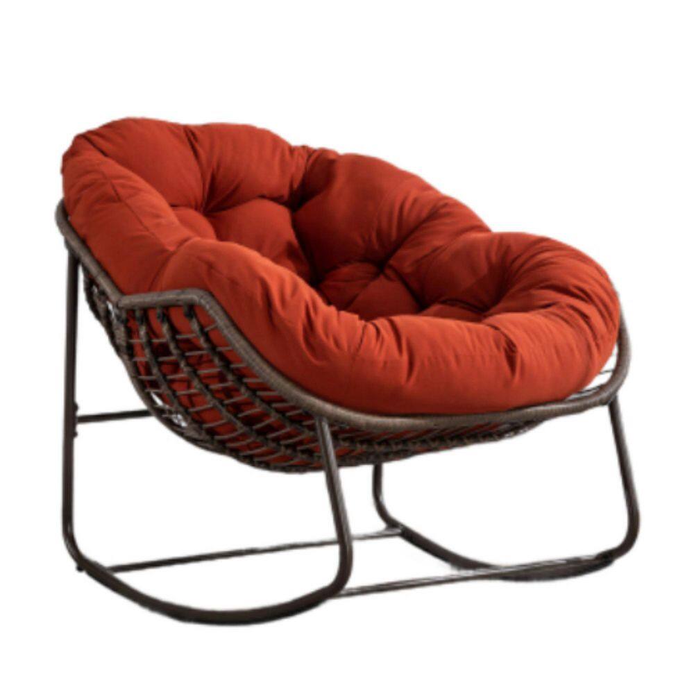 Dracelo Series Frame Bronw Rattan Metal Rocking Outdoor Rocking Chair ...