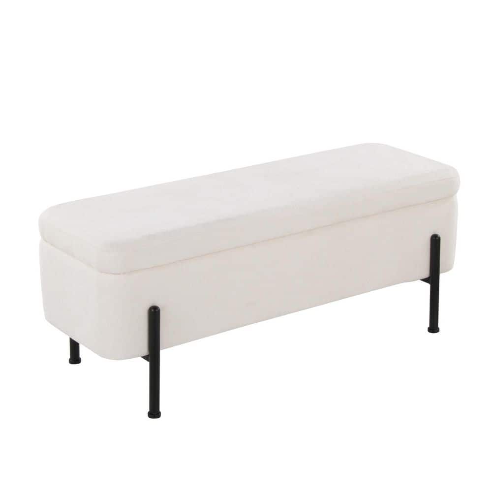 Lumisource Daniella Contemporary Storage Bench in Black Steel and Cream ...