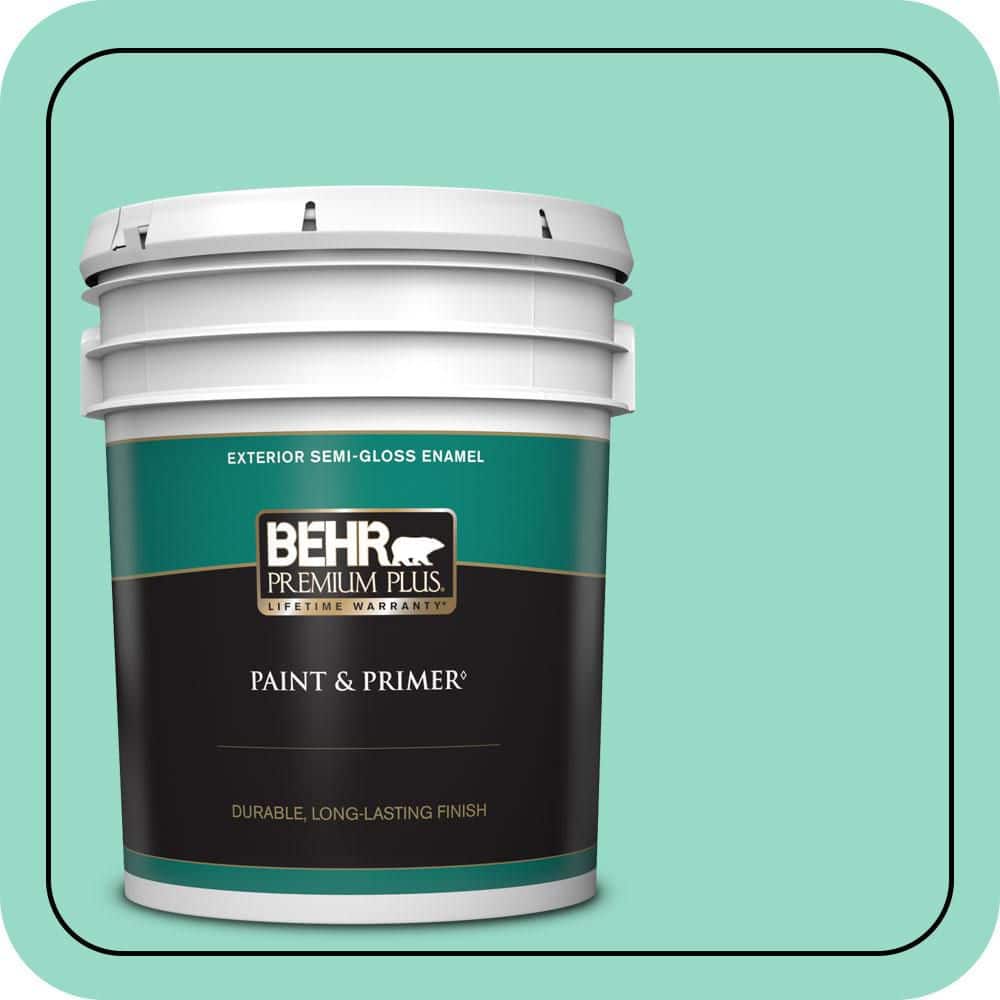 BEHR PREMIUM PLUS 5 gal. #MQ4-17 Pageant Green Semi-Gloss Enamel ...