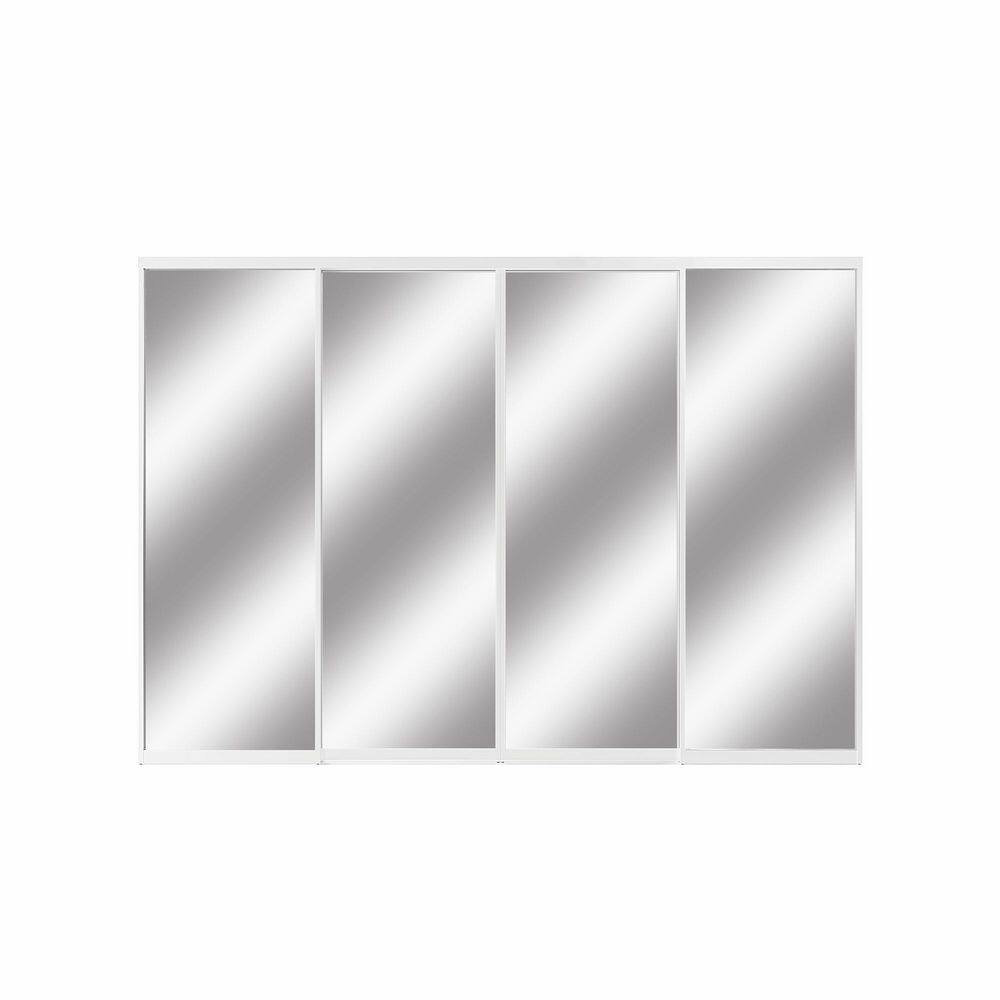 ARK DESIGN 96 in. x 80 in. 1-Lite White Mirrored Glass and Aluminum ...